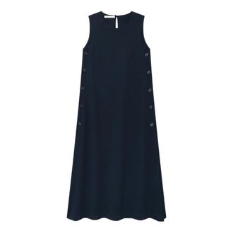Mark Kenly Domino Tan Danna Crepe Georgette &Auml;rmelloses Kleid - - Dresses - Damen - Blau - M