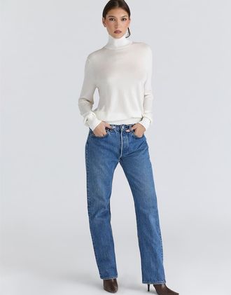 House of CB Angel - Pull &agrave; col roul&eacute; en soie et laine - Ivoire-Blanc