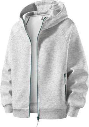 Generic Sweat &agrave; capuche pour homme - L&eacute;ger - Fermeture &eacute;clair - Manches longues - Mode - Fermeture &eacute;clair - Couleur unie - Sweat &agrave; capuche d&eacute;contract&eacute; &agrave; manch