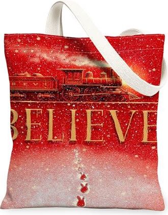 Generic Sacs fourre-tout en toile rouge de No&euml;l, sacs d&eacute;picerie r&eacute;utilisables, sacs d&eacute;picerie r&eacute;utilisables, l&eacute;gers et lavables avec bandouli&egrave;re Ca, Rouge, 13