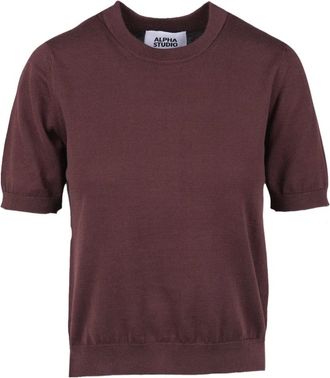 Alpha Studio Femme, Pulls, Brun, Taille: 42 FR Tricot ras du cou