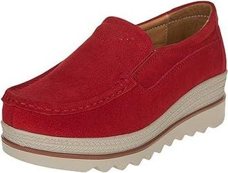 Generic Chaussures de loisirs &agrave; plateforme pour femme - Semelle &eacute;paisse - Mocassins &eacute;l&eacute;gants - Chaussures basses en daim - Chaussures confortables &agrave; enfiler -