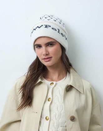 Polo Ralph Lauren bonnet imprim&eacute; de No&euml;l cr&egrave;me et marine-Blanc
