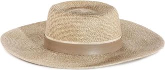Catarzi Femme, Accessoires, Beige, Taille: 58 CM Chapeau en papier beige avec d&eacute;tail de bande en cuir