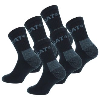 CAT Caterpillar 6 Pairs Quarter CAT Socken mit luftiger Webfl&auml;che Verst&auml;rkt an Ferse und Zehe Hochwertiger Garn-Baumwollschwamm (Schwarz, 41-45)
