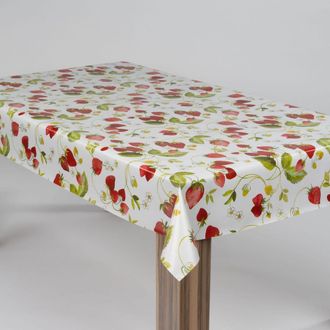 Laro Wachstuch-Tischdecke Wachstischdecke Gartentischdecke Erdbeeren Rot Weiß, Muster:Erdbeeren Rot Weiß, Größe:140x1000