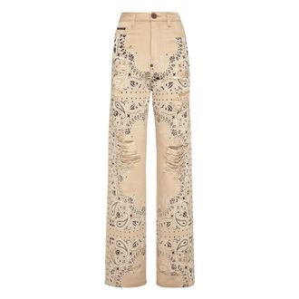 Philipp Plein Femme, Jeans, Beige, Taille: W30 Jeans Wide-leg Paisley