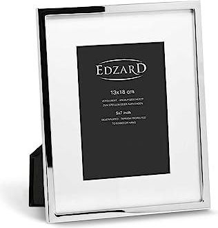 Edzard Cadre photo Rivoli pour photo 13 x 18 cm, noble argent&eacute;, r&eacute;sistant au ternissement, velours doux arri&egrave;re, incl. 2 cintres, pour se tenir debout et acc