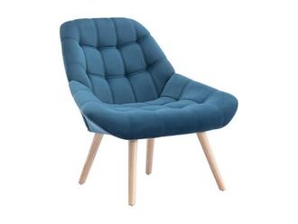 Vente-Unique Fauteuil en Velours Bleu Canard LUOSTO - Scandinave