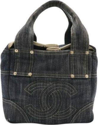 Chanel Pre-owned Sac Cabas Chanel Coco Mark Denim Scintillant - Femme - Pre-owned - Bleu - Taille: ONE Size