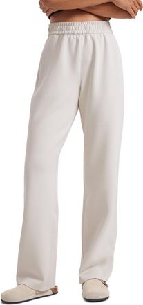 CRZ YOGA Damen Weichheit Weites Bein Sweatpants Modal Hohe Taille Schlaghose Lounge Reisen L&auml;ssig Sweathose - 79cm Milchig Wei&szlig; 34