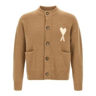 Ami Cardigan De Coeur en Alpaga - Femme - Pulls - Beige - Taille: 38 FR