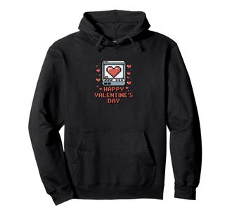Mapanoli Design Happy Valentines Day Pixel Gamer Heart Pullover Hoodie