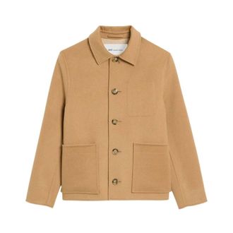 Ami Veste Boxy en Laine et Cachemire - Homme - Vestes - Beige - Taille: L