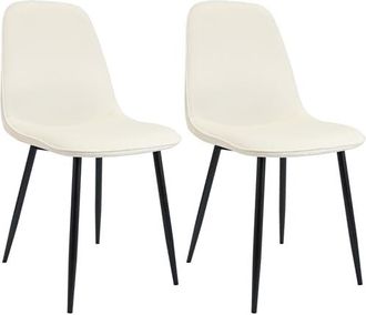 Clp Lot de 2 chaises de Salle &agrave; Manger rembourr&eacute;es Maryam, Chaise de Cuisine avec Dossier et Structure en m&eacute;tal Noir, supporte &agrave; 150 kg, Couleur:cr&egrave;me, Ma