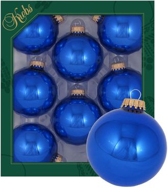Krebs Glas Lauscha Weihnachtsdekoration/Christbaumschmuck aus Glas - Unifarbende Kugeln Victoria Blauer Glanz - Menge: 8 St&uuml;ck - Farbe: K&ouml;nigsblau - Gr&ouml;&szlig;e: ca. 7 cm