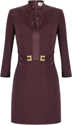 Elisabetta Franchi Femme, Robes, Brun, Taille: 42 FR Abito in doppio cr&ecirc;pe stretch elastici
