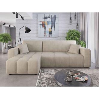 Fun M&ouml;bel Ecksofa mit Schlaffunktion Sofa DAGNY in Stoff Cosmic Beige Ottomane Links