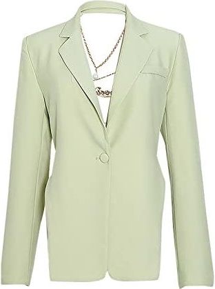 Generic Manteau alternatif pour femme 2023 Street irr&eacute;gulier cha&icirc;ne en m&eacute;tal petit costume femme manteau femme &eacute;l&eacute;gant trench, vert, M