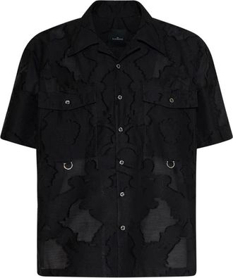 John Richmond Homme, Chemises, Noir, Taille: 2XL Chemise &agrave; Manches Courtes avec Motif D&eacute;coratif