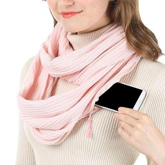 Generic &Eacute;charpe dhiver pour femme | Couleur unie avec poche &agrave; fermeture &eacute;clair | Pour lautomne, No&euml;l, les voyages, les mariages, les anniversaires et les fill