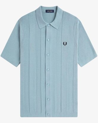 Fred Perry Feinstrick-Poloshirt mit Schattenstreifen und Knopfleiste in