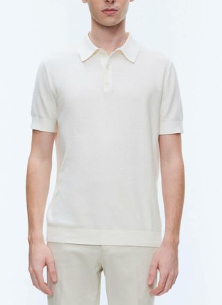 Fursac Polo &eacute;cru en coton et cachemire - Taille XXL - Homme