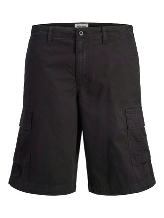 Jack & Jones Plus Size Cargoshorts JPSTCOLE MATTY CARGO SHORT MID PLS, Herren, Gr. 42 (4XL), N-Gr, schwarz, Web, Obermaterial: 100% Baumwolle, JACK & JONES PLUSSIZE, unifarb