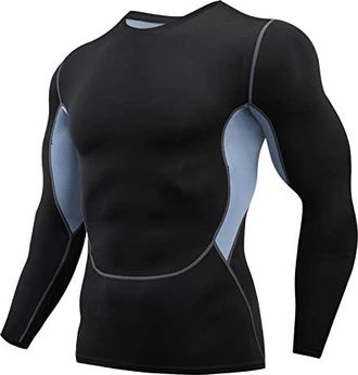 Generic T-shirt de fitness &agrave; manches longues pour homme - Pour la course &agrave; pied, le sport, la musculation, la gym, la compression, gris, M
