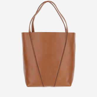 Chlo&eacute; Womens Spin Tote Bag Garnet Leather Brown Calfskin Shoulder