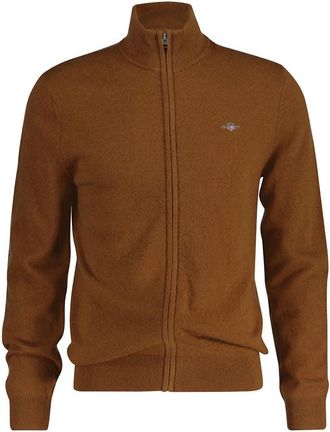 GANT Herren Extrafine Lambswool Zip Cardigan Strickjacke, Cacao, L EU