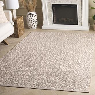 Safavieh Modern Teppich für Wohnzimmer, Esszimmer, Schlafzimmer - Montauk Collection, Kurzer Flor, Elfenbein und Beige, 152 X 213 cm