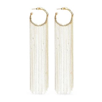 Forte_Forte Hoop Sculpture Fringed Earrings - - Accessories - Damen - Beige - ONE SIZE