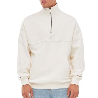 Johnny Urban Sweatshirt mit Rei&szlig;verschluss Herren & Damen Creme - Cooper - Half Zip Sweater Pullover aus Baumwolle - Oversized Troyer Mit K&auml;ngurutasche - Stehkrage