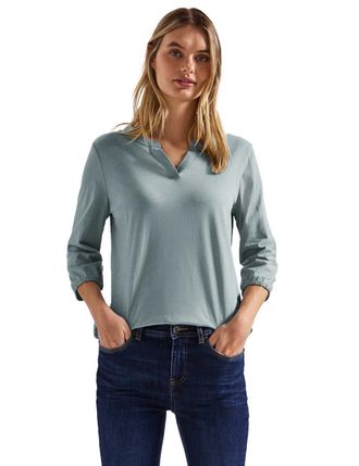 Street One Damen Split Neck Jersey Shirt