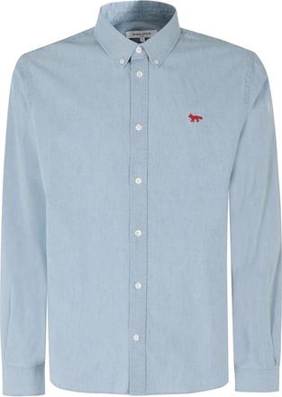 Maison Kitsun&eacute; Homme, Chemises, Bleu, Taille: S Profile Fox Regular Shirt