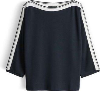 someday 3/4-Arm-Shirt KELVA DETAIL U-Boot Shirt mit sportiven Einsatz schmal zulaufend, lockere Passform, gestreiftes Ripsband