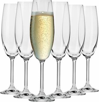 Krosno Sekt- und Prosecco Gl&auml;ser 210 ml - 6er Set - Venezia Kollektion - Bleifreies Kristallglas - Klassische Eleganz und Raffinierter Stil
