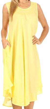 Sakkas 1051 T&auml;gliches Essentials Kaftan Kleid/Cover Up - Gelb - One Size
