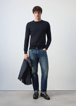 Mango Pull 100 % laine maille fine bleu marine - Homme - XXL - MANGO MAN