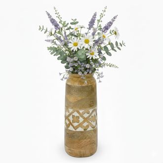 Mela Artisans Mollem Gro&szlig;e Holzvase (wei&szlig; gekalkt, 30.5x10.2x9.1 cm),Mangoholz gro&szlig;e dekorative Vase f&uuml;r Wohnzimmer, Schlafzimmer, Couchtisch & mehr,handgefertigte 