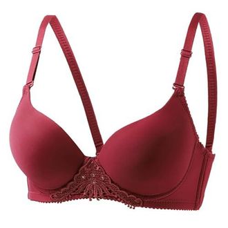 Generic Bustier Dentelle Moyenne et Haute - Sans Armature, Coton B&eacute;b&eacute; Mince, Sous-v&ecirc;tements Confortable et Respirant Bustier Femme Rembourr&eacute;, rouge, 44