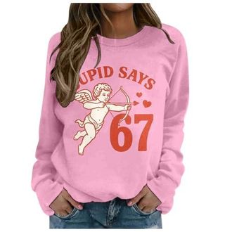 Generic 2026 Sweat-shirt &agrave; imprim&eacute; de lettres pour la Saint-Valentin, coupe ample, col rond, manches longues, confortable, usage quotidien, tissu tricot&eacute; doux
