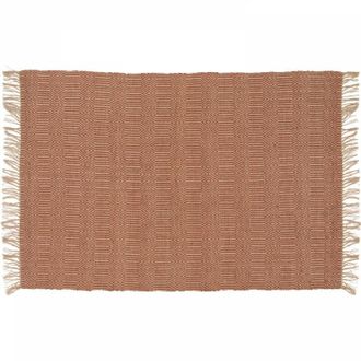 Oviala Oviala - Tapis &agrave; franges en jute naturel tiss&eacute; main terracotta 200 x 290 cm