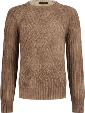 Moorer Pull Col Rond en Laine - Femme - Pulls - Brun - Taille: 36 FR