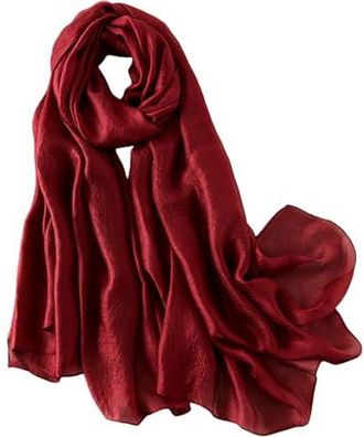 Alexis Leroy &Eacute;charpe Femme Simili-Soie 180x95cm Rectangulaire Uni Multifonction Col/Ch&acirc;le Rouge Fonc&eacute;