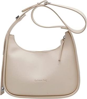 Generic Sacs &agrave; bandouli&egrave;re tendance pour femme en cuir, sac &agrave; main d&eacute;contract&eacute; avec fermeture &eacute;clair, sac tendance sous les bras, blanc, Medium