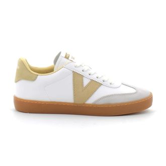 Victoria Femme, Chaussures, Blanc, Taille: 36 EU Baskets blanches avec détails colorés et semelle caramel trigo
