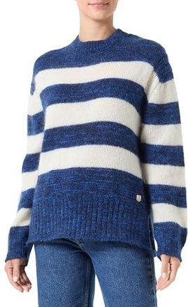 Armor Lux Femme Rayé Héritage en Mohair Pull-Over, Seal/Sodalite/Nature, XL EU