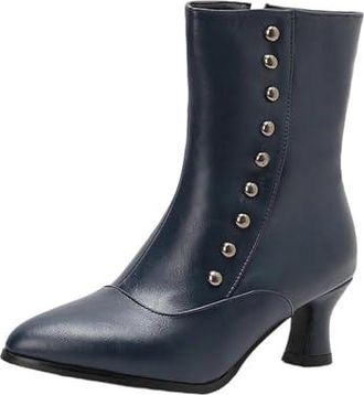 Generic Bottines dhiver chaudes doubl&eacute;es en polaire pour femme - Couleur unie - Bout pointu - Fermeture &eacute;clair lat&eacute;rale - &Eacute;l&eacute;gantes bottes thermiques pour cha